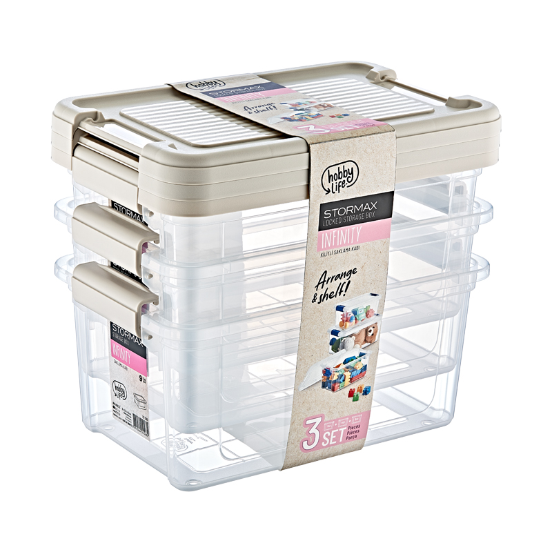Hobby Life | Infinity Kilitli Saklama Kabı Seti 3 x 9 L
